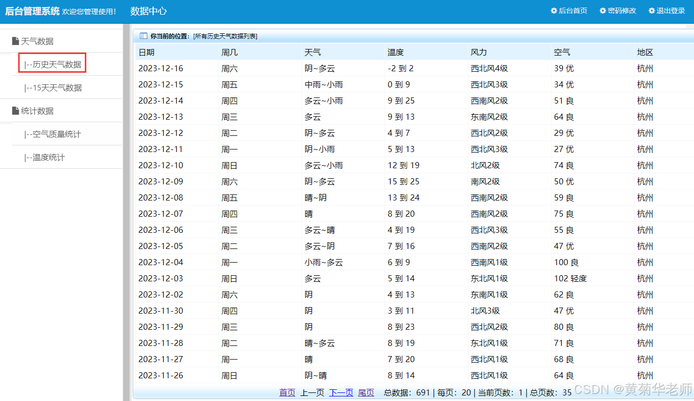 Python爬虫可视化主题:python杭州天气预报可视化系统源代码作品开题报告python爬虫杭州天气预报数据可视化系统源代码作品和开题