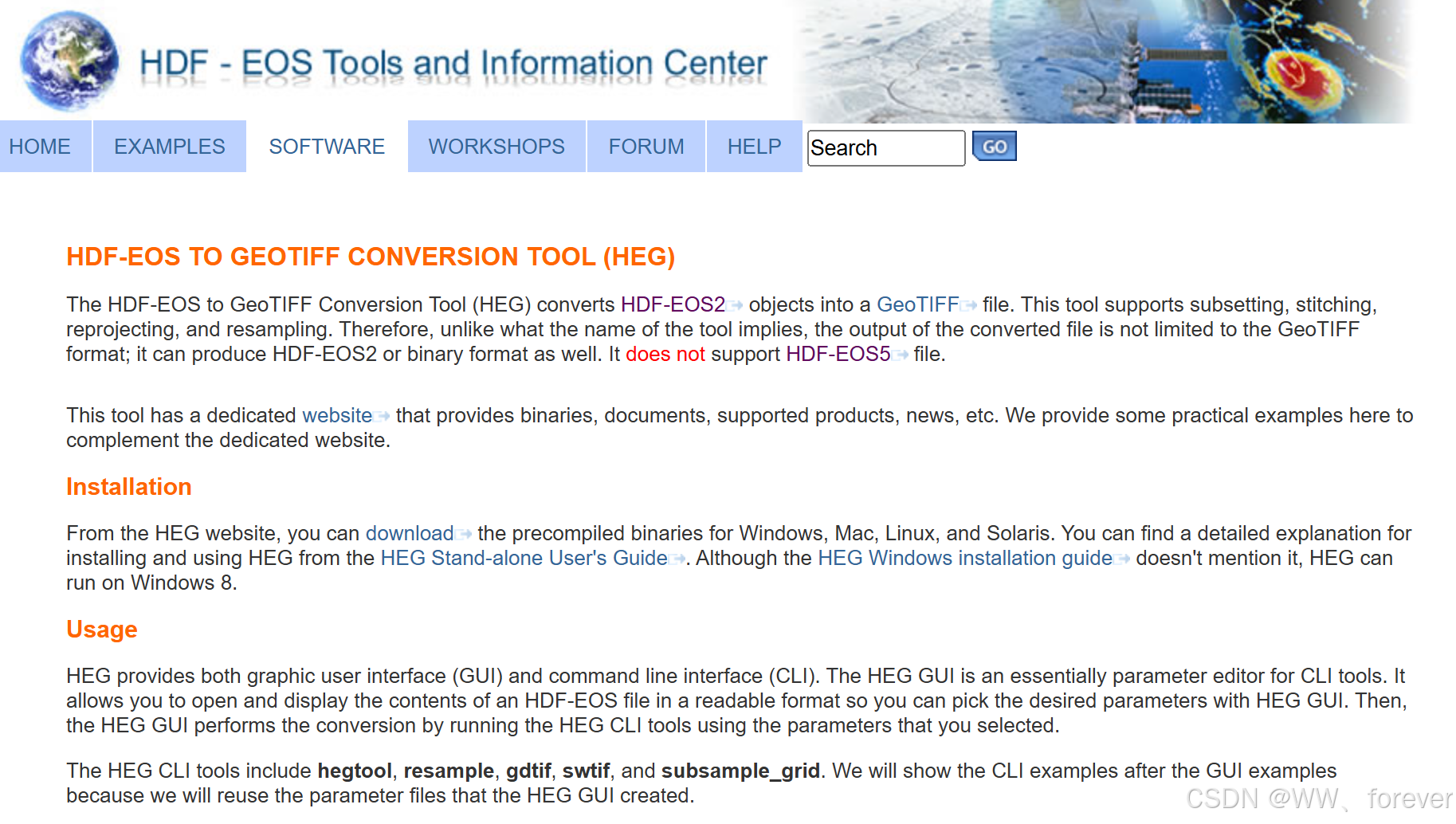 HDF-EOS to GeoTIFF Conversion Tool (HEG) 介绍_nasa heg-CSDN博客