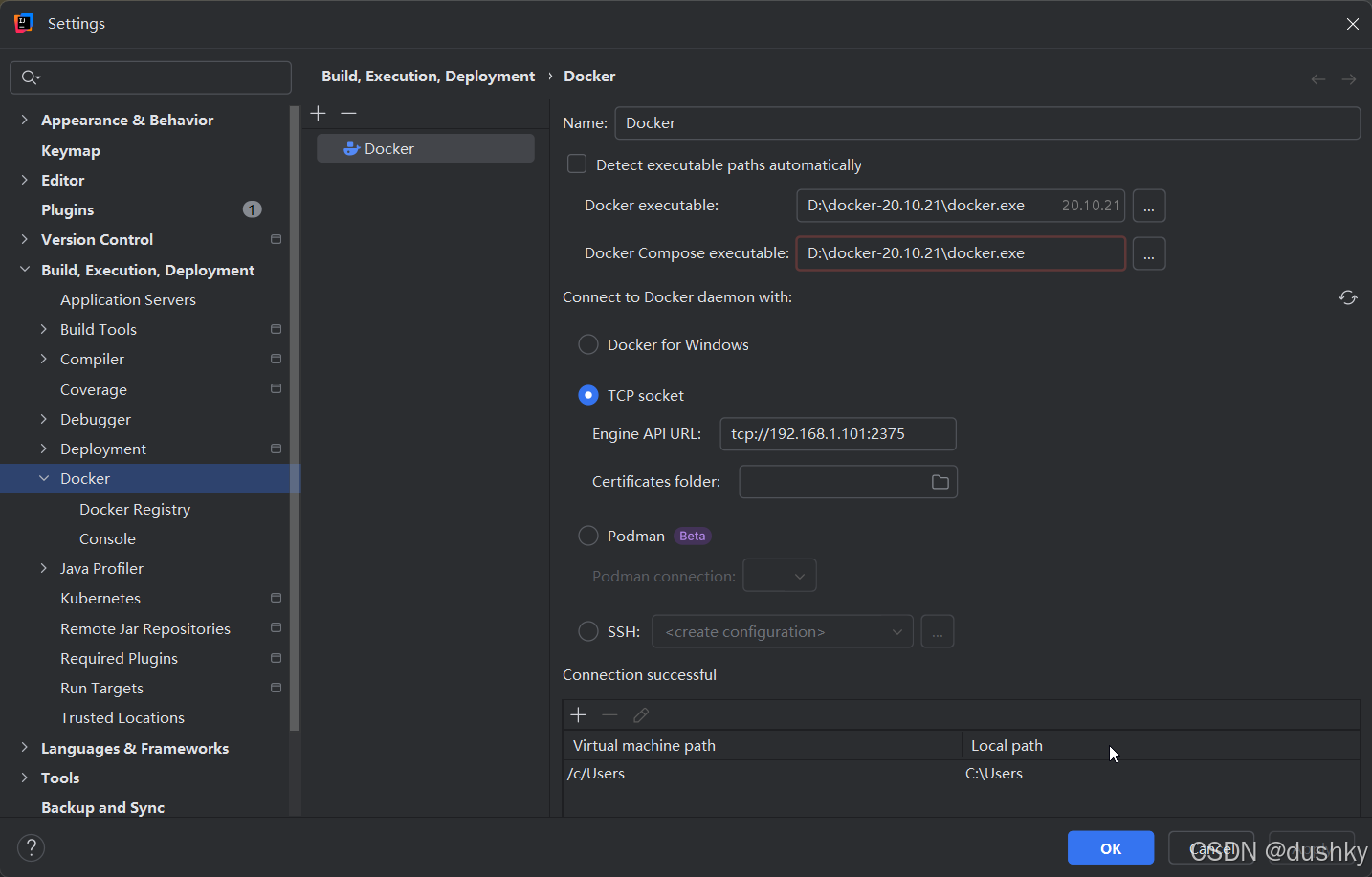 Idea 使用docker插件,运行报错:cannot Run Program “docker“ Createprocesserror 2 系统找不到指定的文件。 Cannot Run