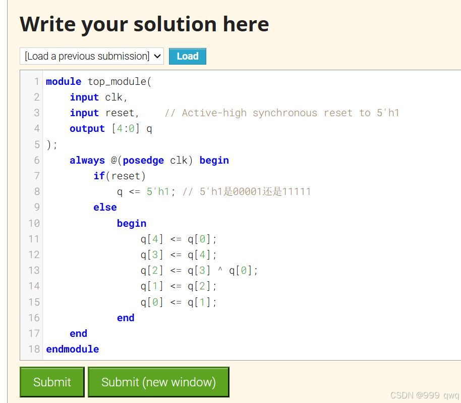 HDLbits练习18 - 5-bit LFSR ( Lfsr5 )-CSDN博客