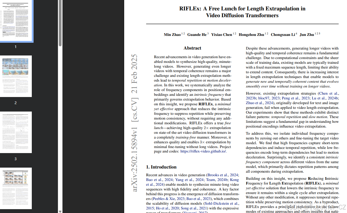 RIFLEx: A Free Lunch for Length Extrapolation in Video Diffusion ...
