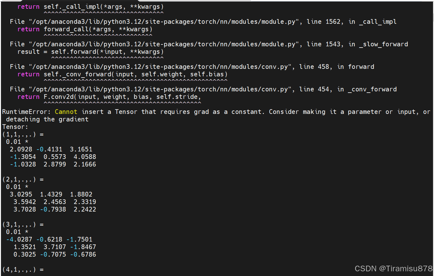 .pt文件转.onnx文件报错：RuntimeError: Cannot insert a Tensor that requires grad as a constant. Consider ...