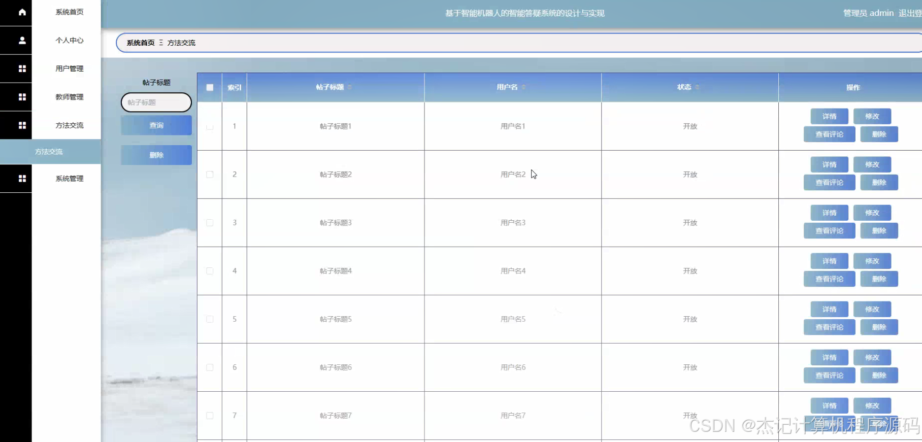 【开题报告】基于springbootvue基于智能机器人的智能答疑系统的设计与实现（程序源码论文 计算机毕业设计ai机器人学生答疑