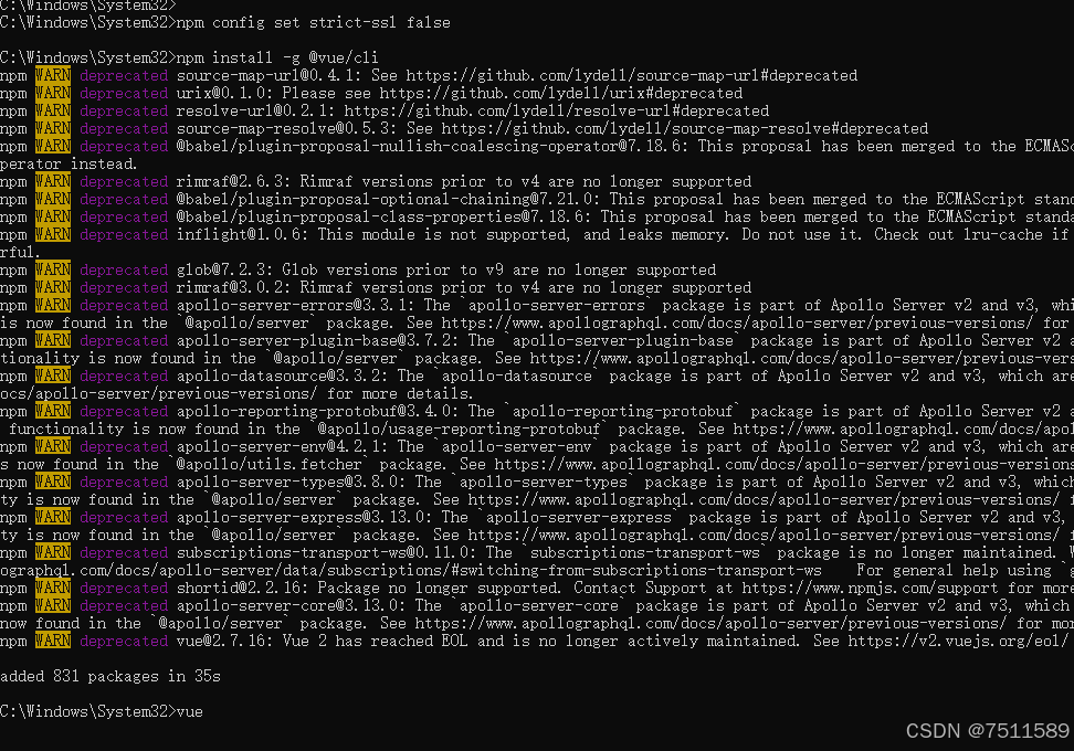 如果安装npm install -g @vue/cli出错，看下边解决办法，只需三步即可成功_npm install -g vue-cli 出错-CSDN博客