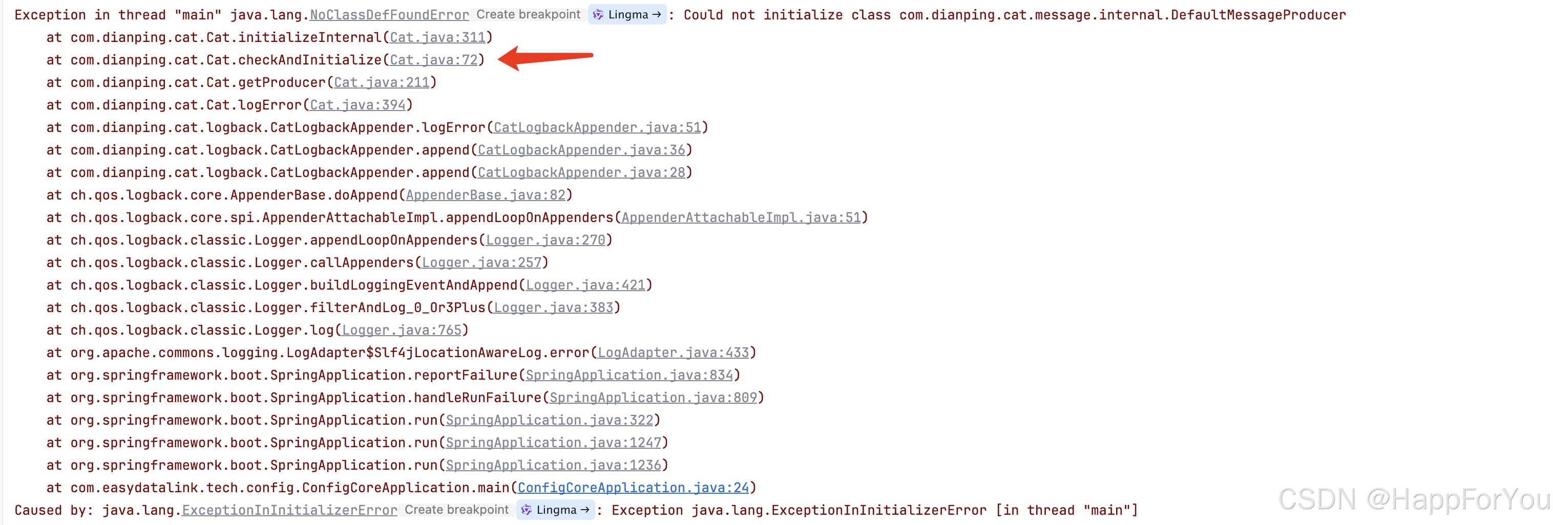 Could not initialize class com.dianping.cat.message.错误的根本原因并解决-CSDN博客