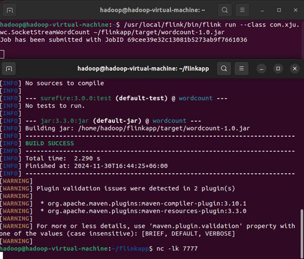 实验六 Flink编程 _使用linux系统自带的nc程序模拟生成数据流,不断产生单词并发送出去。编写flink程-CSDN博客