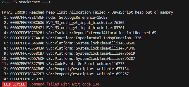 打包报错：ELIFECYCLE Command failed with exit code_elifecycle command failed with exit code 129.-CSDN博客