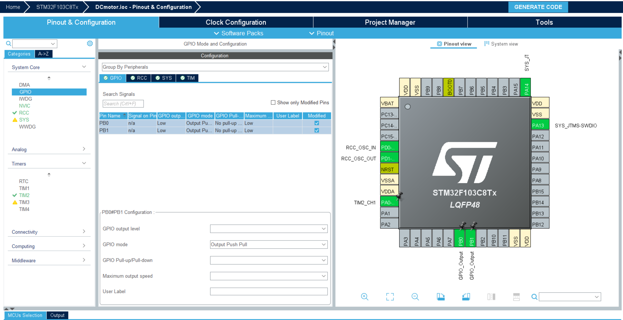 stm32f103c8t6+HAL库通过TB6612驱动电机实操_gd32f103c8t6驱动tb6612-CSDN博客