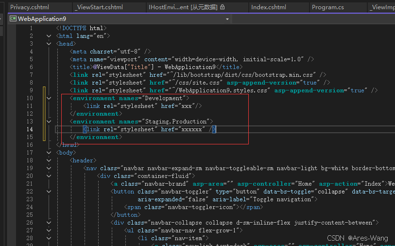 net Core Environment Tag Helper 环境配置文件 appsetting.json HTTP Error 500.24 - Internal Server Error ...