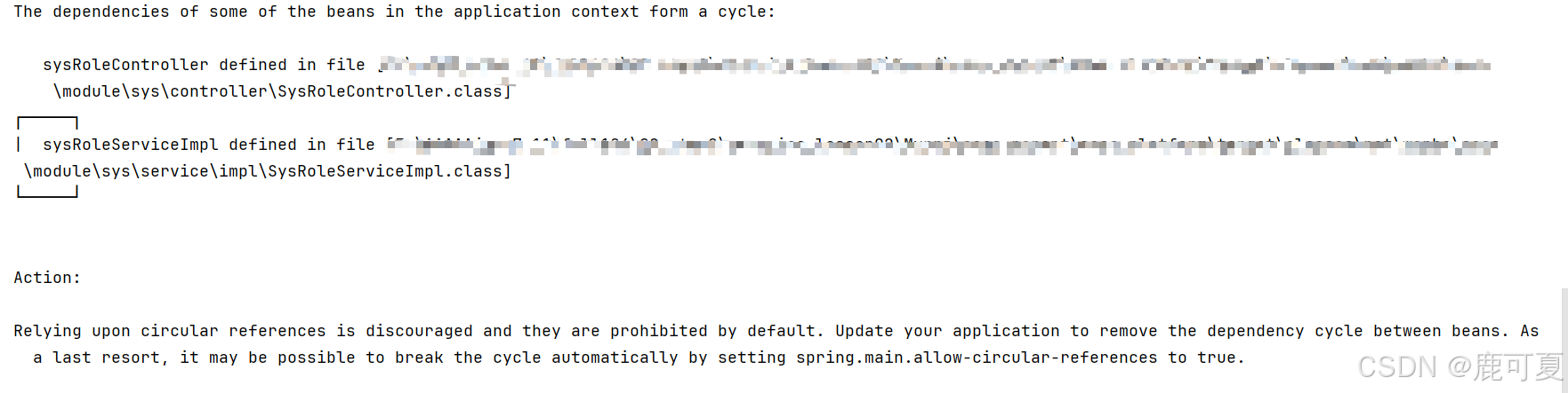 The dependencies of some of the beans in the application context form a cycle-CSDN博客