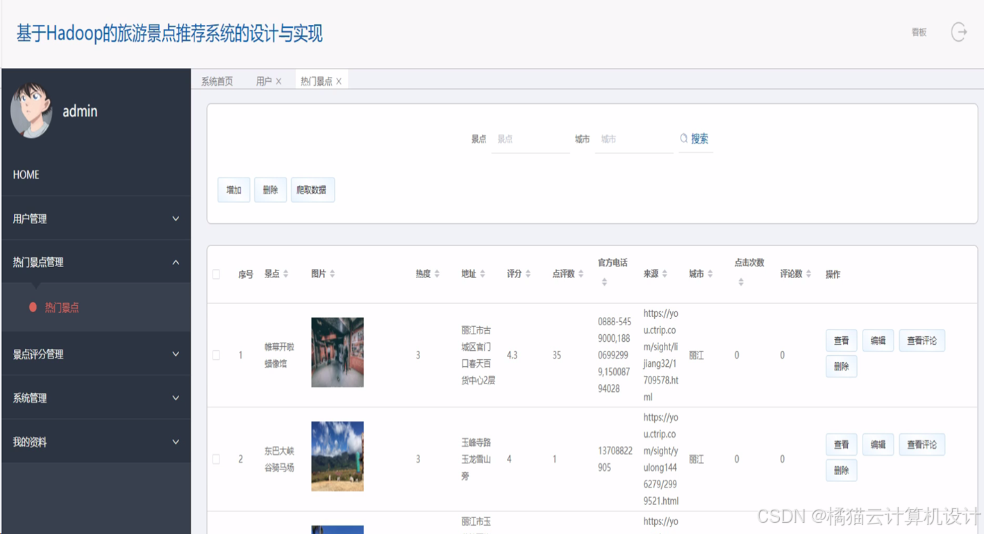 基于hadoop的旅游景点推荐系统的设计与实现源码lw部署文档讲解基于hadoop的旅游景点分析系统的设计与实现 Csdn博客