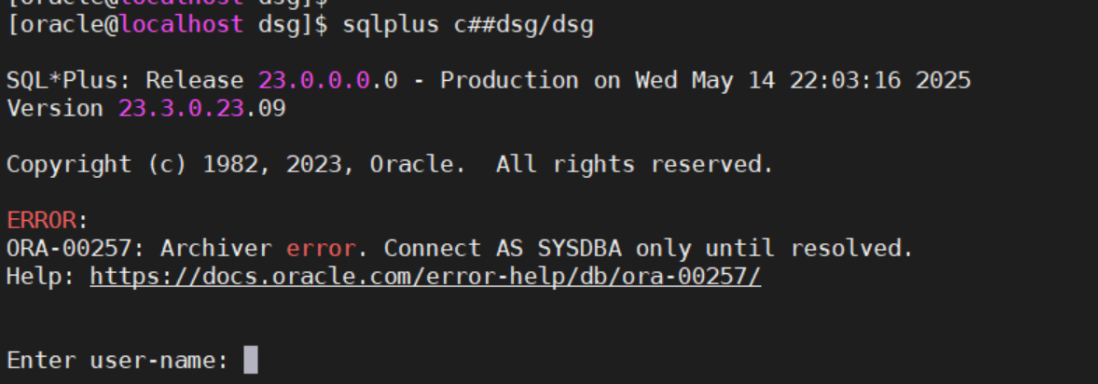 数据库登录报错ORA-00257-CSDN博客