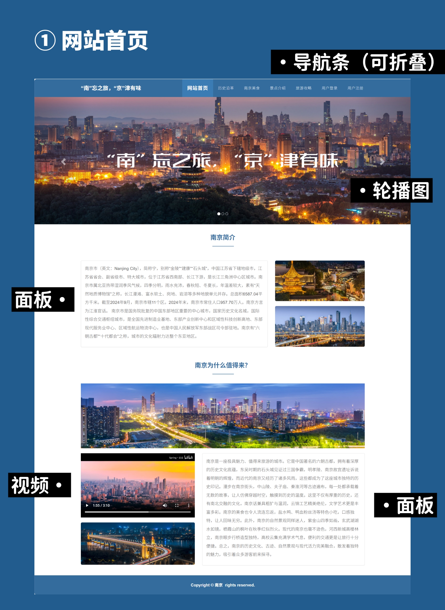 旅游网页设计成品《南京》，7页面带html+css+js，Hbuilder网站开发DW网页成品Web网页源码大学生网页作业_旅游网站首页设计-CSDN博客