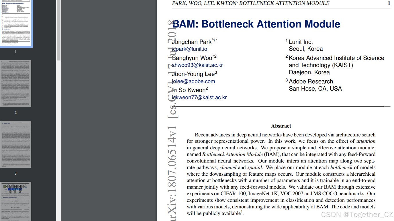 BAM: Bottleneck Attention Module——瓶颈注意力模块-CSDN博客