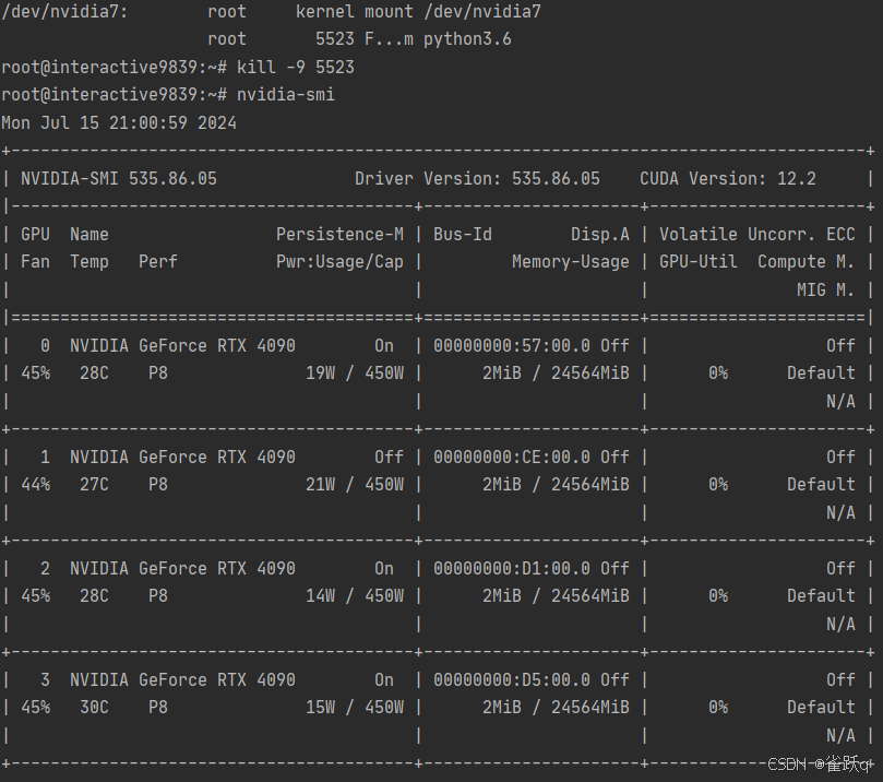 显存被占用，GPU利用率却为0，查看进程命令_nvidia gpu0-CSDN博客