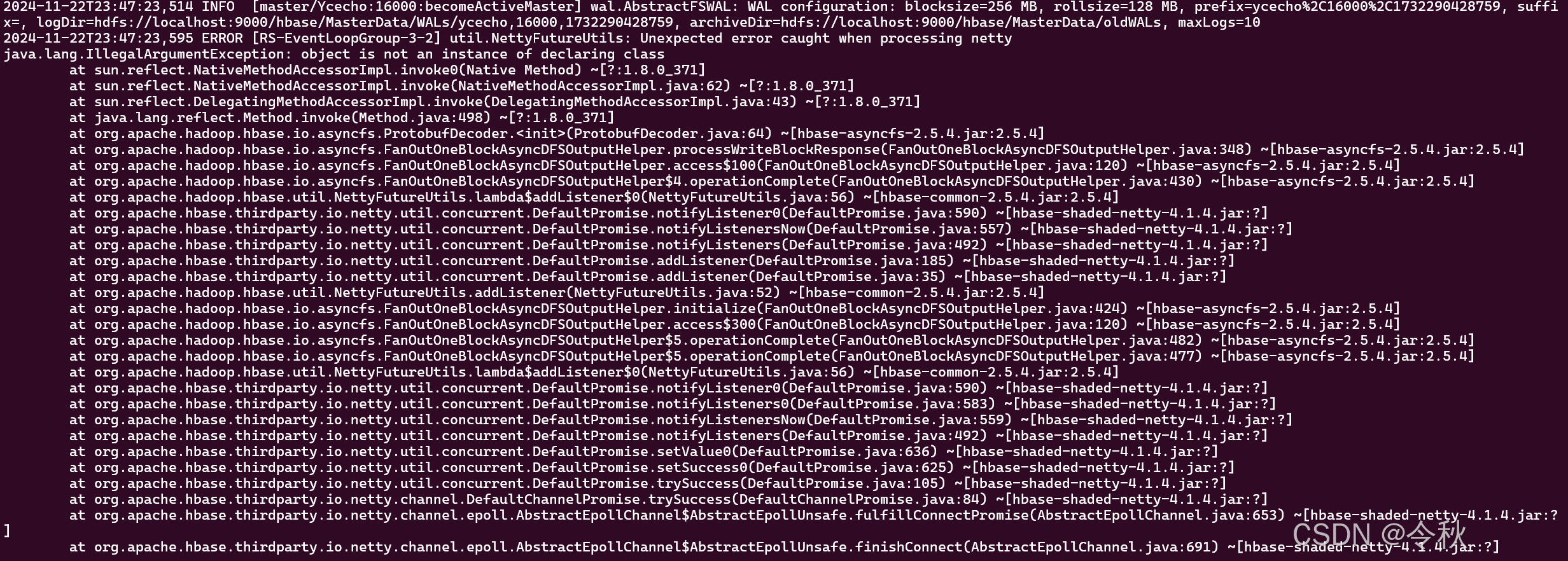 解决ERROR [RS-EventLoopGroup-3-2] util.NettyFutureUtils: Unexpected error caught when processing ...