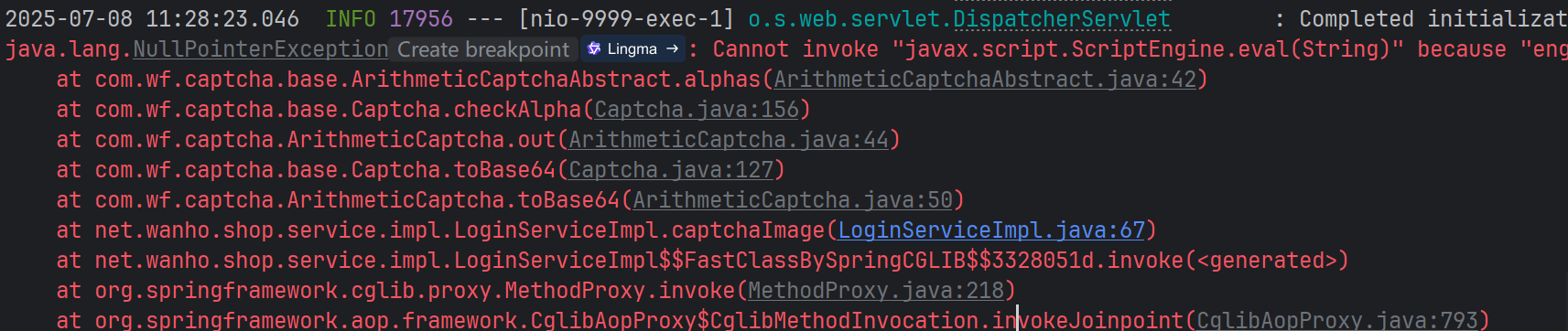 idea写登录验证码时出现Cannot invoke “javax.script.ScriptEngine.eval(String)“ because “engine“ is null错误 ...