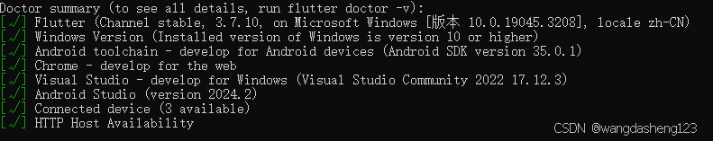 Flutter doctor: Windows Version (Unable to confirm if installed Windows version is 10 or greater ...
