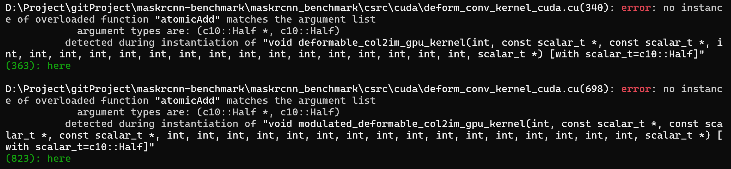 【踩坑随笔】error: no instance of overloaded function “atomicAdd“ matches the argument list_error: no ...