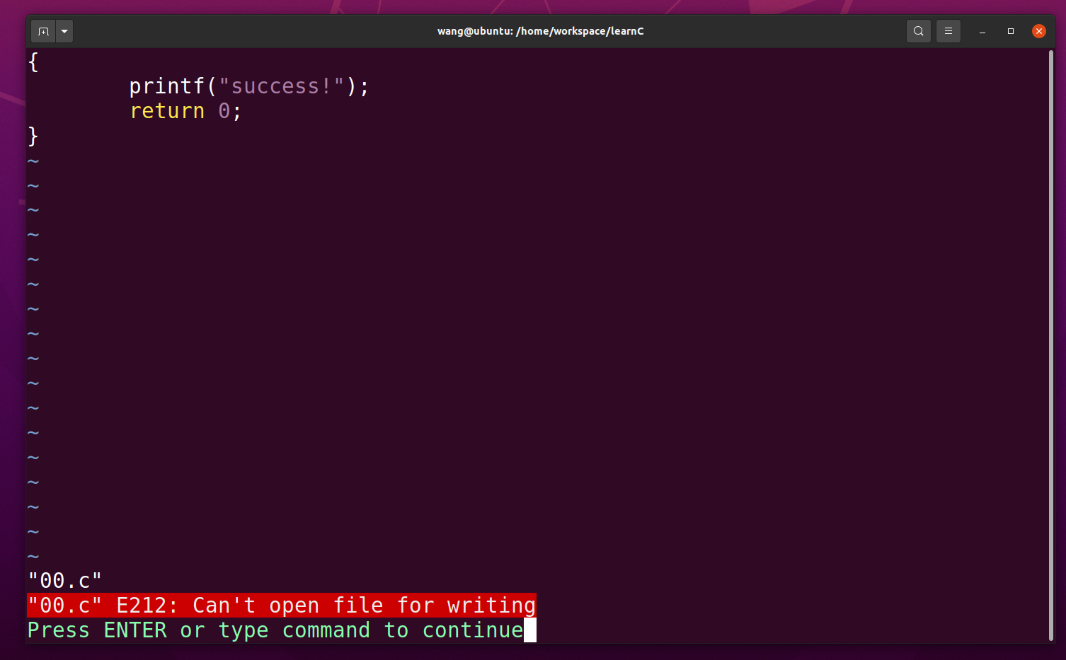 Err-1 解决 Linux-Ubuntu 报错E212: Can‘t open file for writing_ubuntu cant open file for-CSDN博客