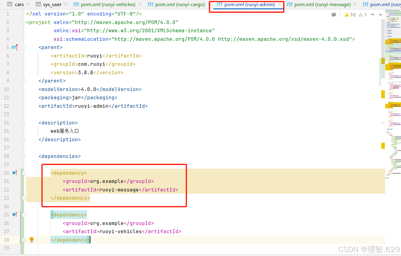 若依项目添加自定义模块-出现依赖problem解决方案_could not find artifact com.ruoyi-CSDN博客