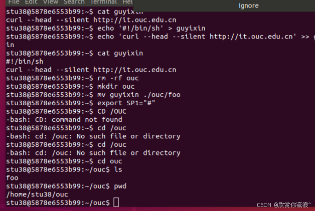 中国海洋大学OUC-计算机系统工程导论-曲海鹏-第一次实验-GNU/Linux shell 进阶-CSDN博客