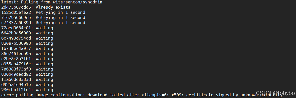 docker pull 报错 download failed after attempts=6: x509: certificate signed by unknown authority ...