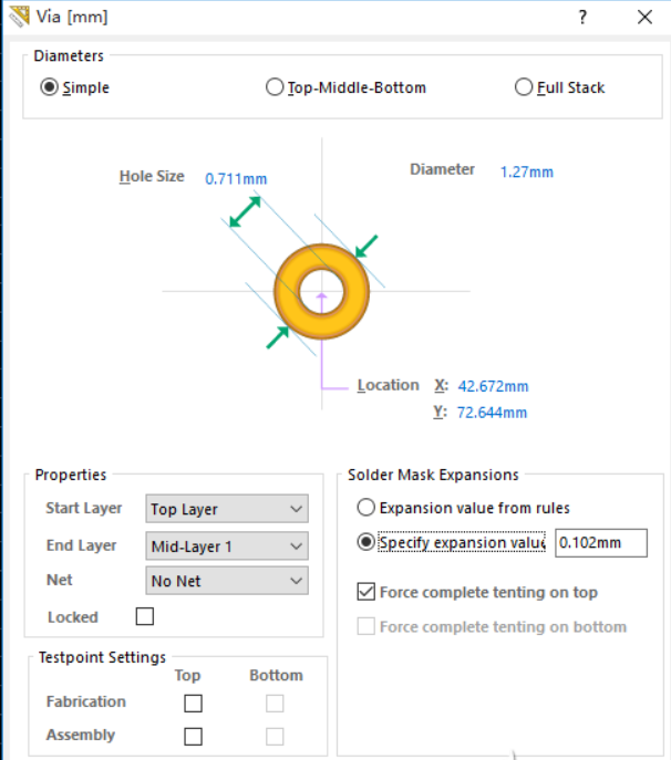 AD中，过孔（Via）尺寸设置界面 (Size and Shape)_ad过孔大小设置-CSDN博客
