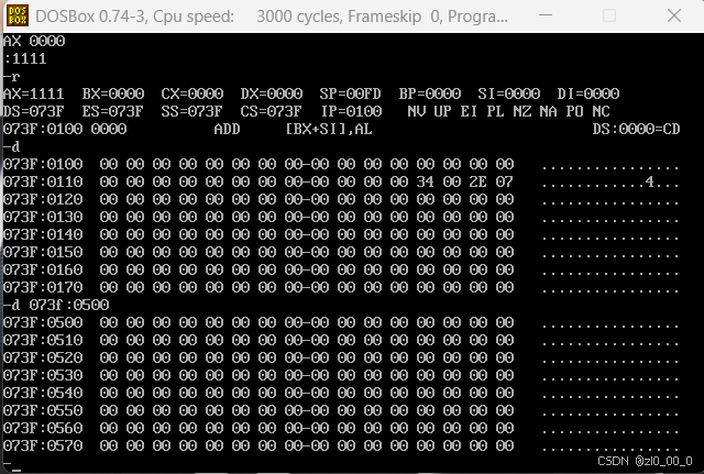 使用dosbox的debug功能和调试汇编语言源文件asm_dosbox debug-CSDN博客