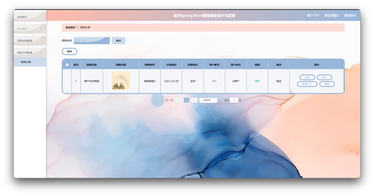 基于springboot ssm网络相册管理系统(源码+LW+部署讲解+数据库+ppt)_基于spring boot 相册管理系统-CSDN博客