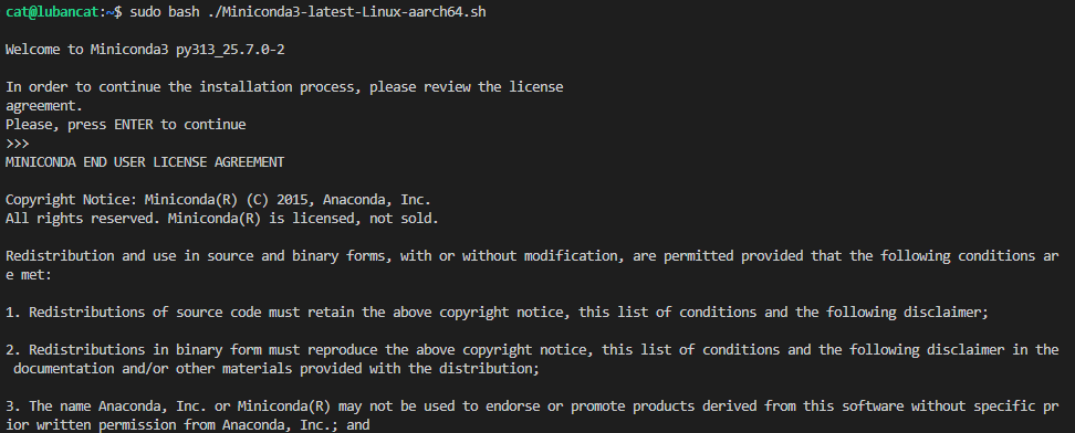 在LuBancat 1 上安装Miniconda（保姆级别指南，同样适用其他Linux 系统）_安装 miniconda-CSDN博客