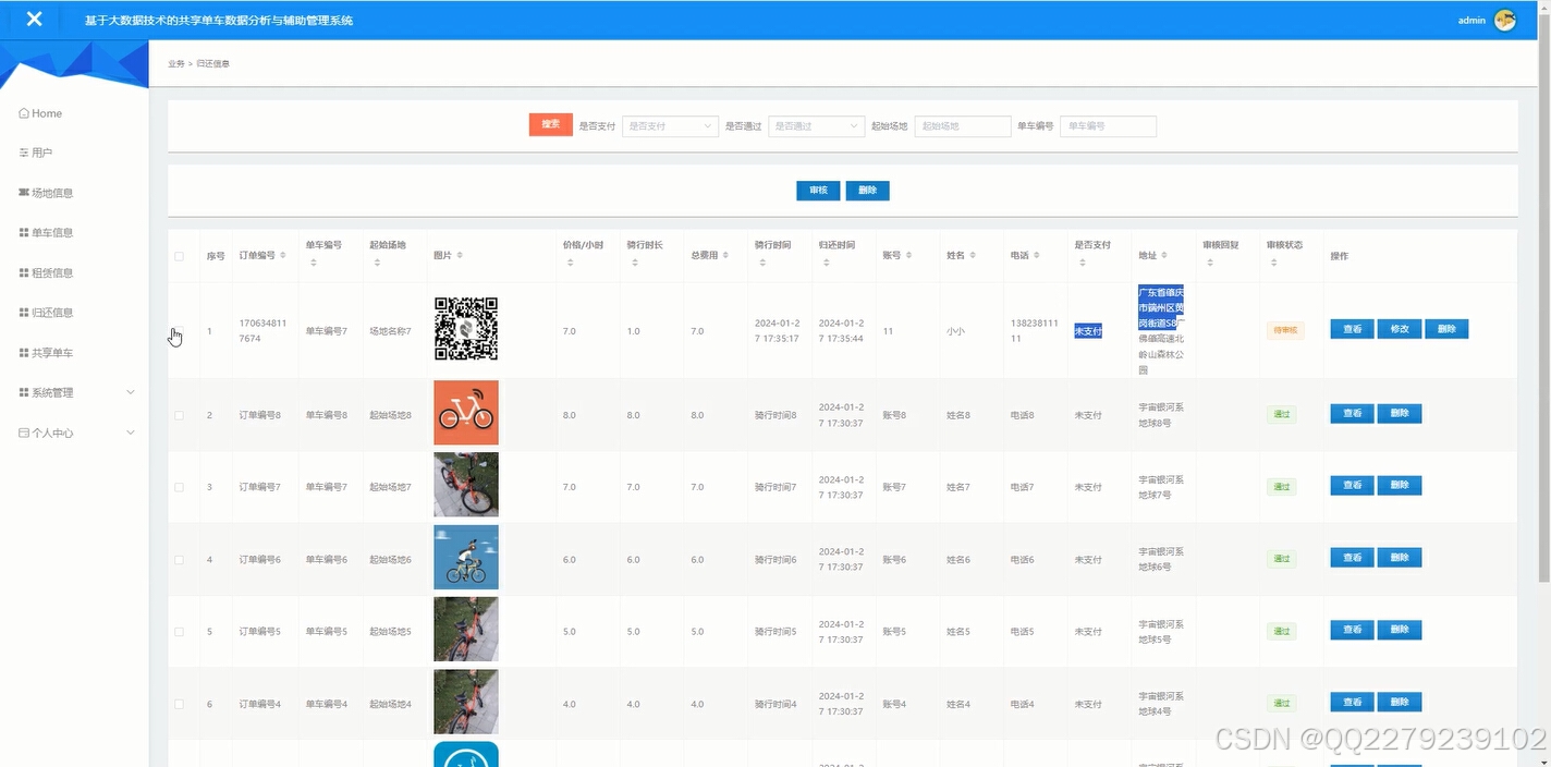 020python基于大数据技术的共享单车数据分析辅助管理系统（源码文档运行视频讲解视频） Csdn博客