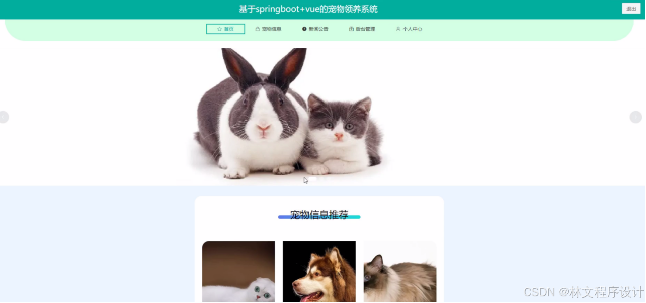 Javavue计算机毕业设计vue的宠物领养系统 宠物救助与领养平台的设计与实现 基于web的宠物领养管理系统 Csdn博客