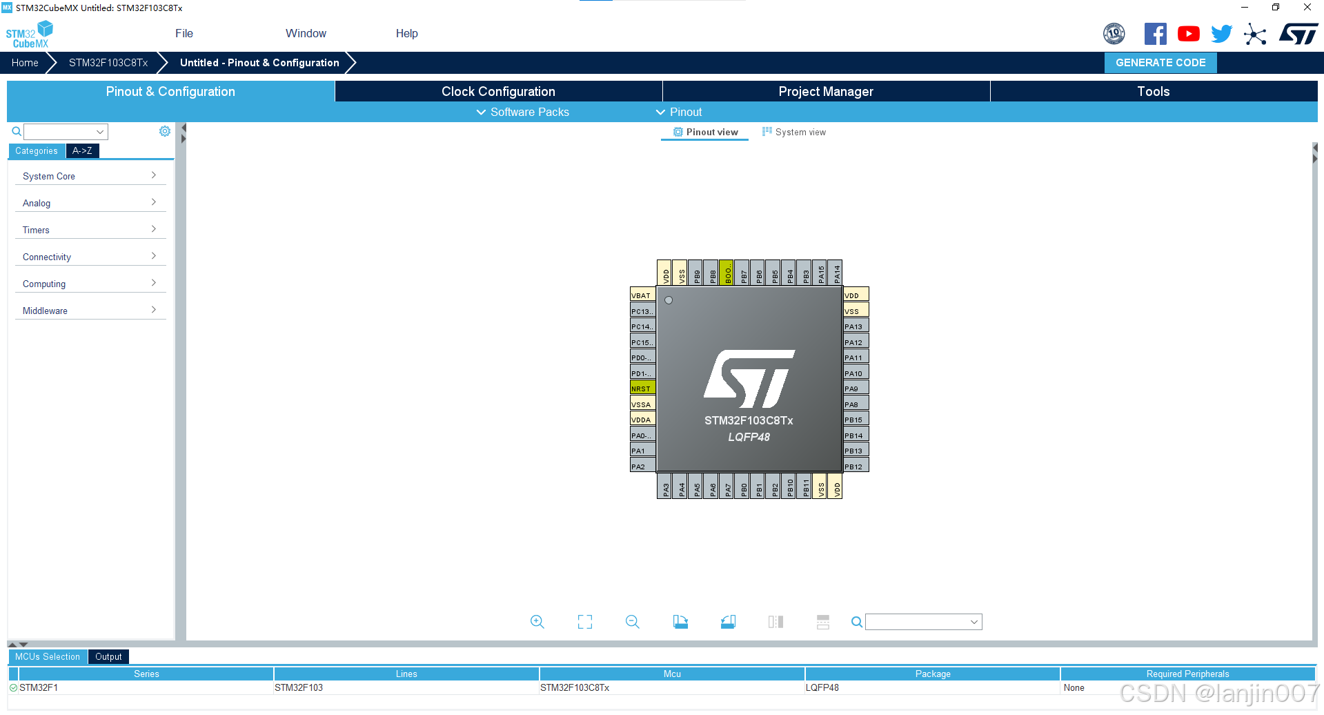 Stm32f103c8tx基于cubemx的建立工程文件指南stm32cubemx新建工程stm32f103c8tx Csdn博客