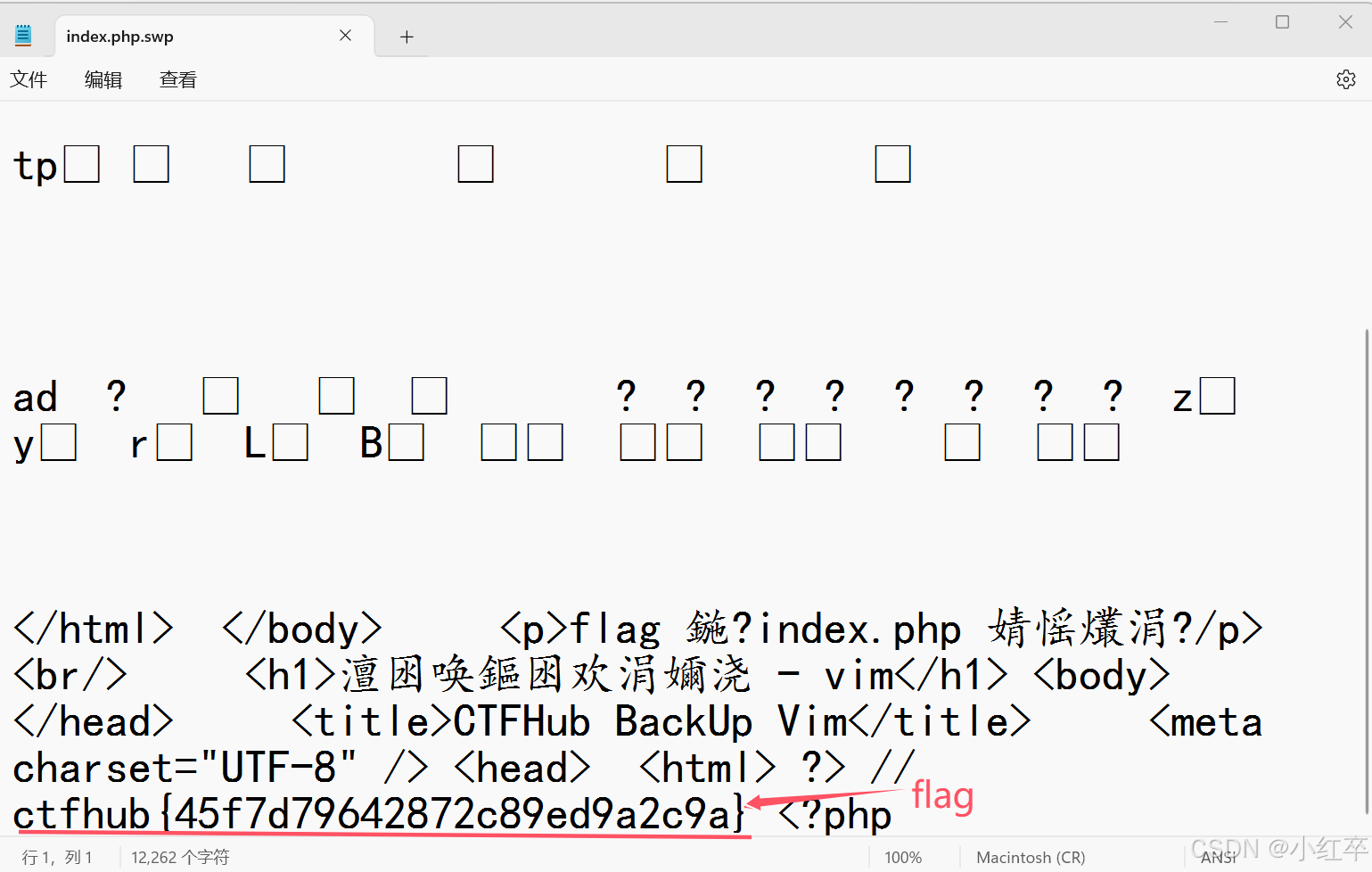 Ctfhub解题笔记之web信息泄露篇:5备份文件下载(vim缓存)vim备份文件经典ctf题 Csdn博客