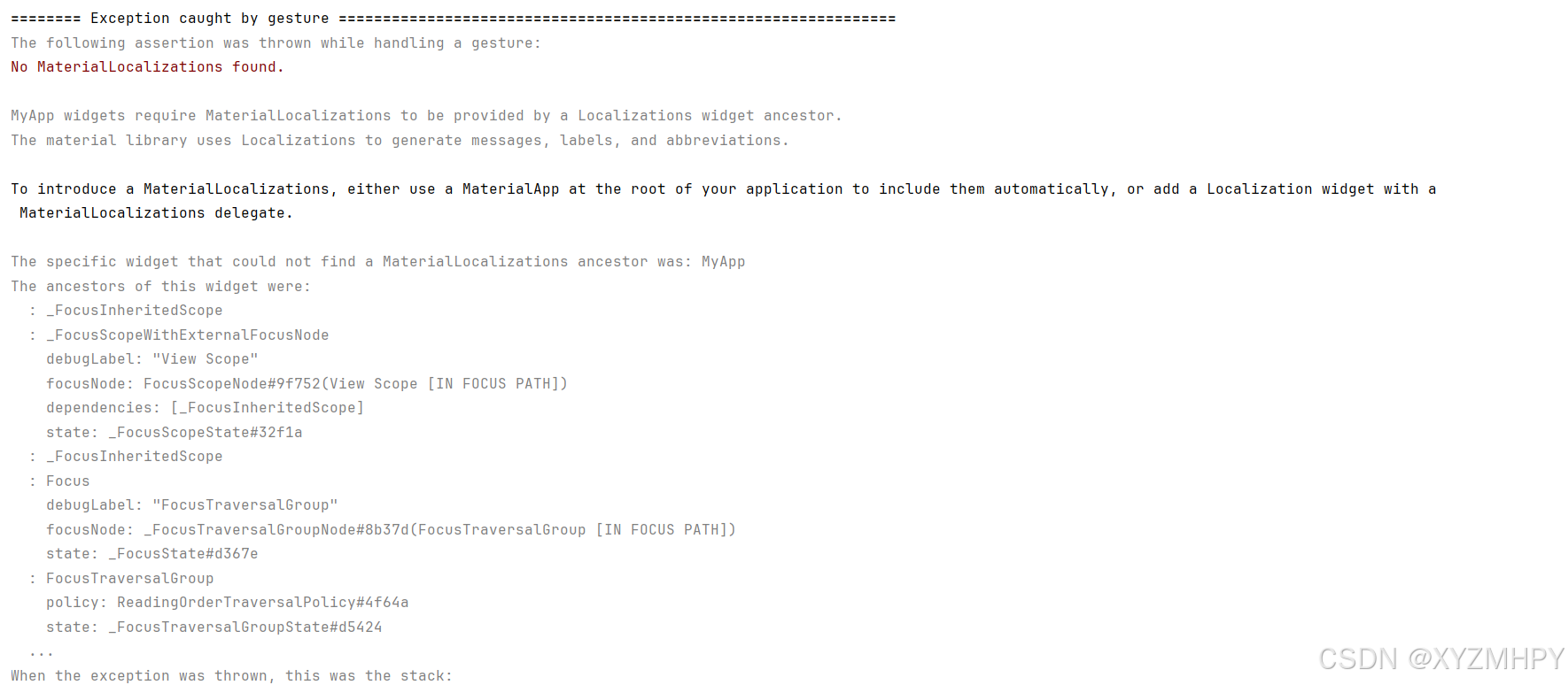 flutter：showAboutDialog（）App版本信息窗口弹出异常，No MaterialLocalizations found._flutter no ...