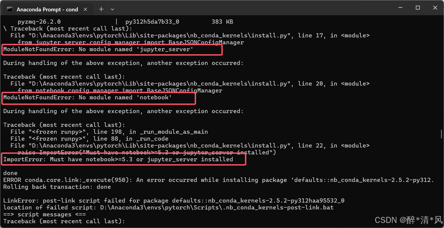 基于python3.12的在pytorch中配置jupyter配置失败的解决办法；conda install nb_conda指令的python版本不匹配的问题_python 3.12 ...