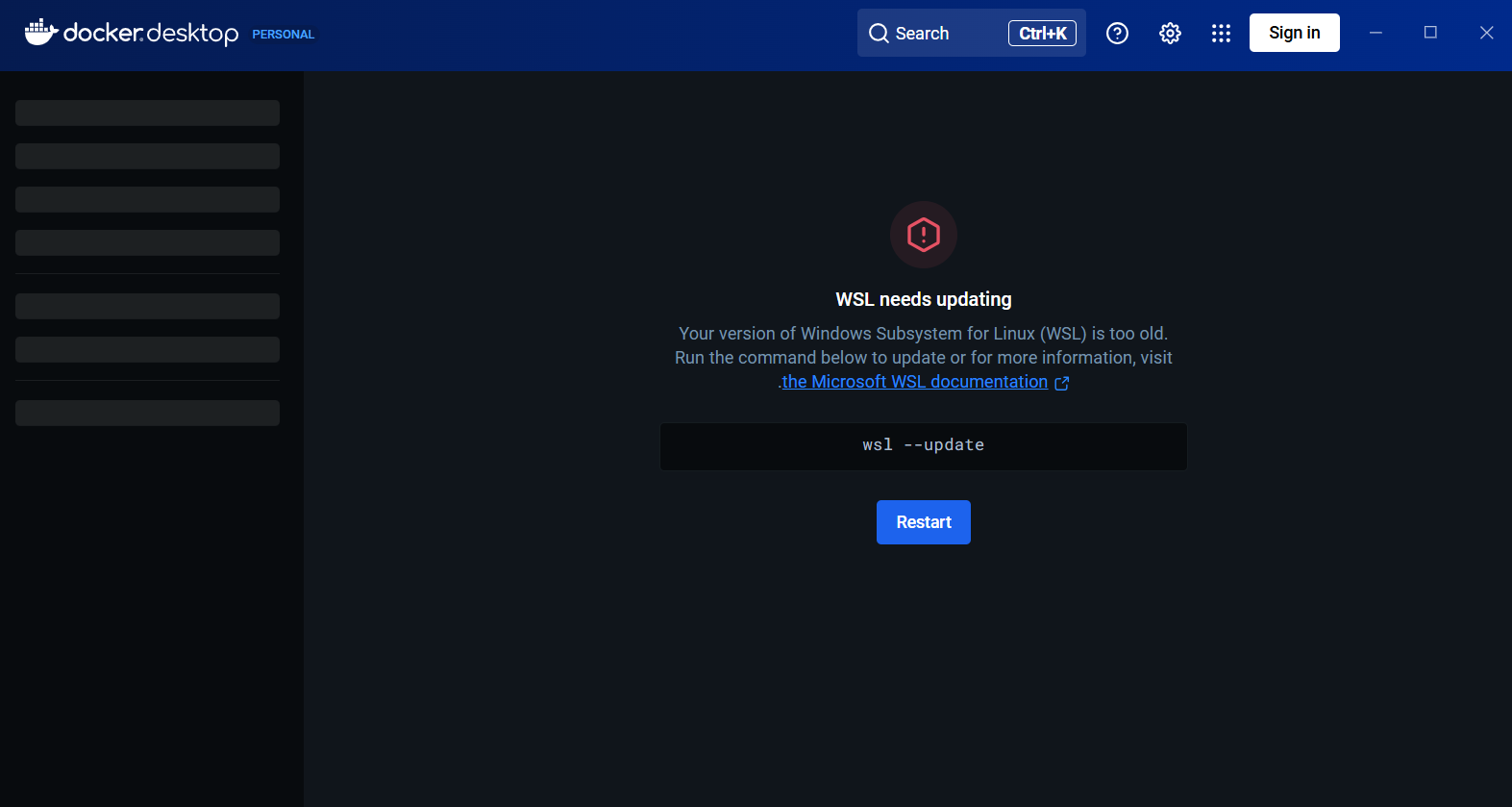 安装docker，页面提示WSL needs updating_docker wsl need updating-CSDN博客