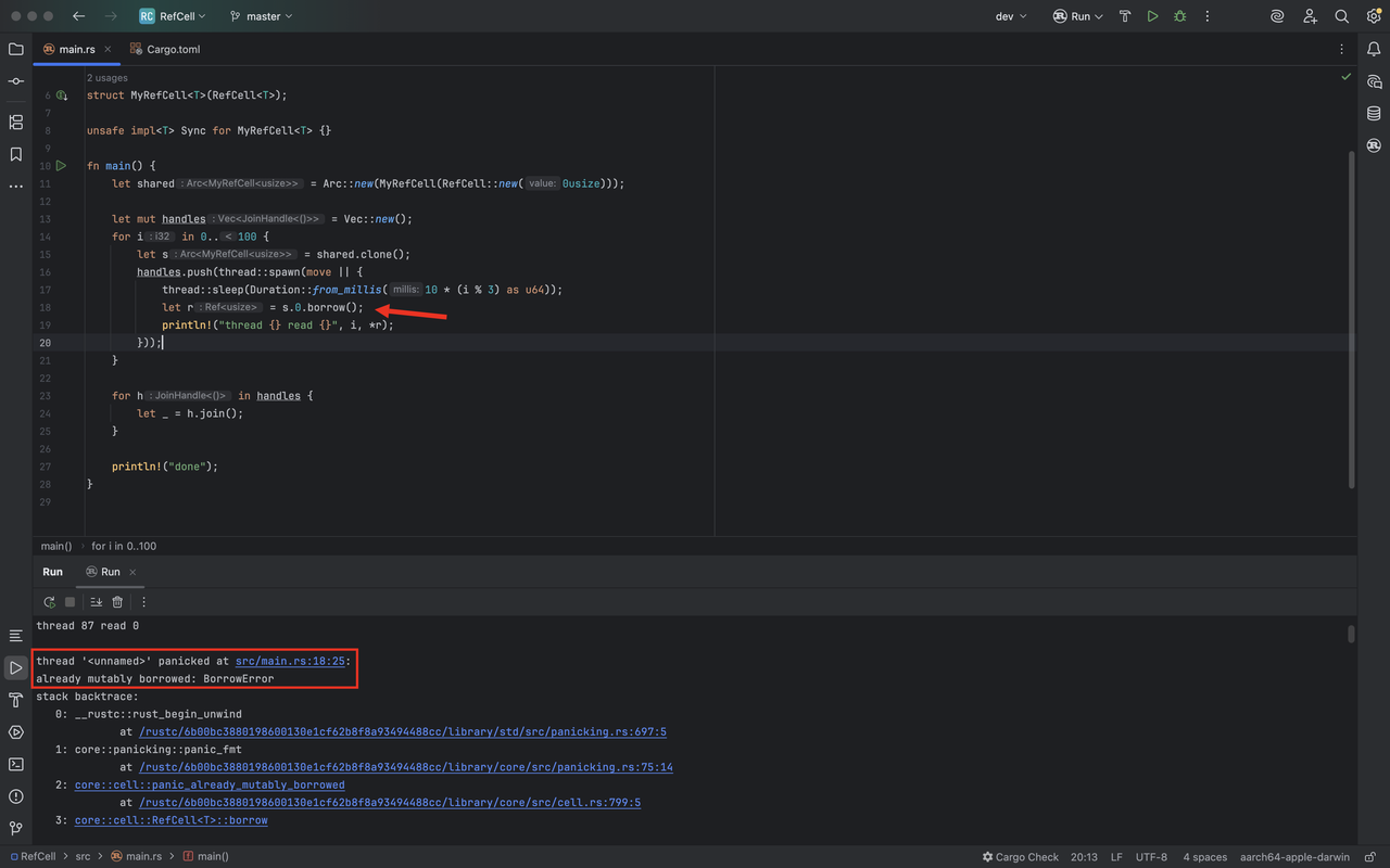 Rust RefCell 多线程读为什么也panic了？-CSDN博客