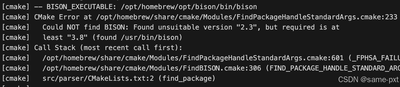 MAC 下使用VSCODE构建CMAKE项目时bison版本问题_bison cmake-CSDN博客