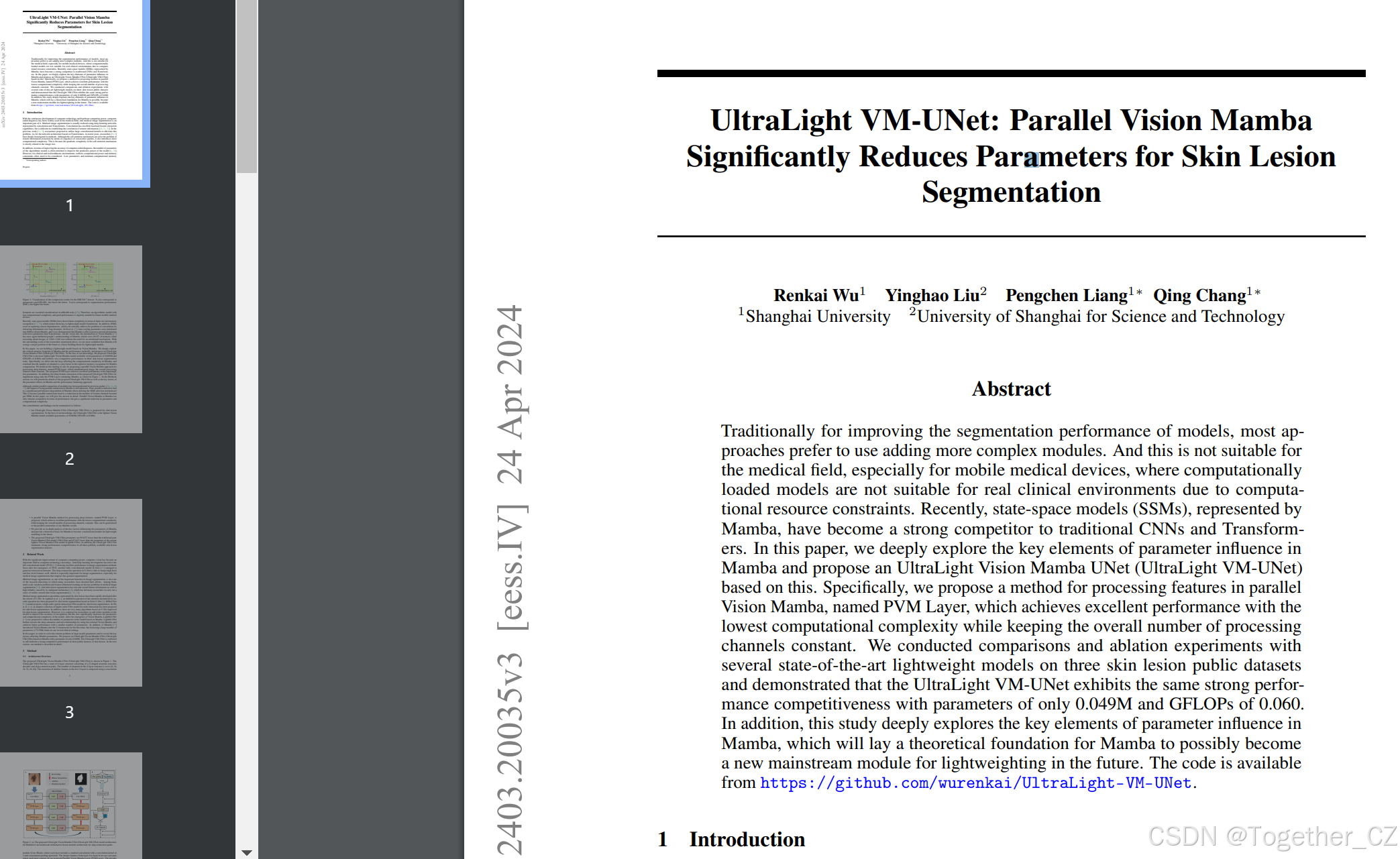 UltraLight VM-UNet：并行视觉Mamba显著减少参数用于皮肤病变分割-CSDN博客