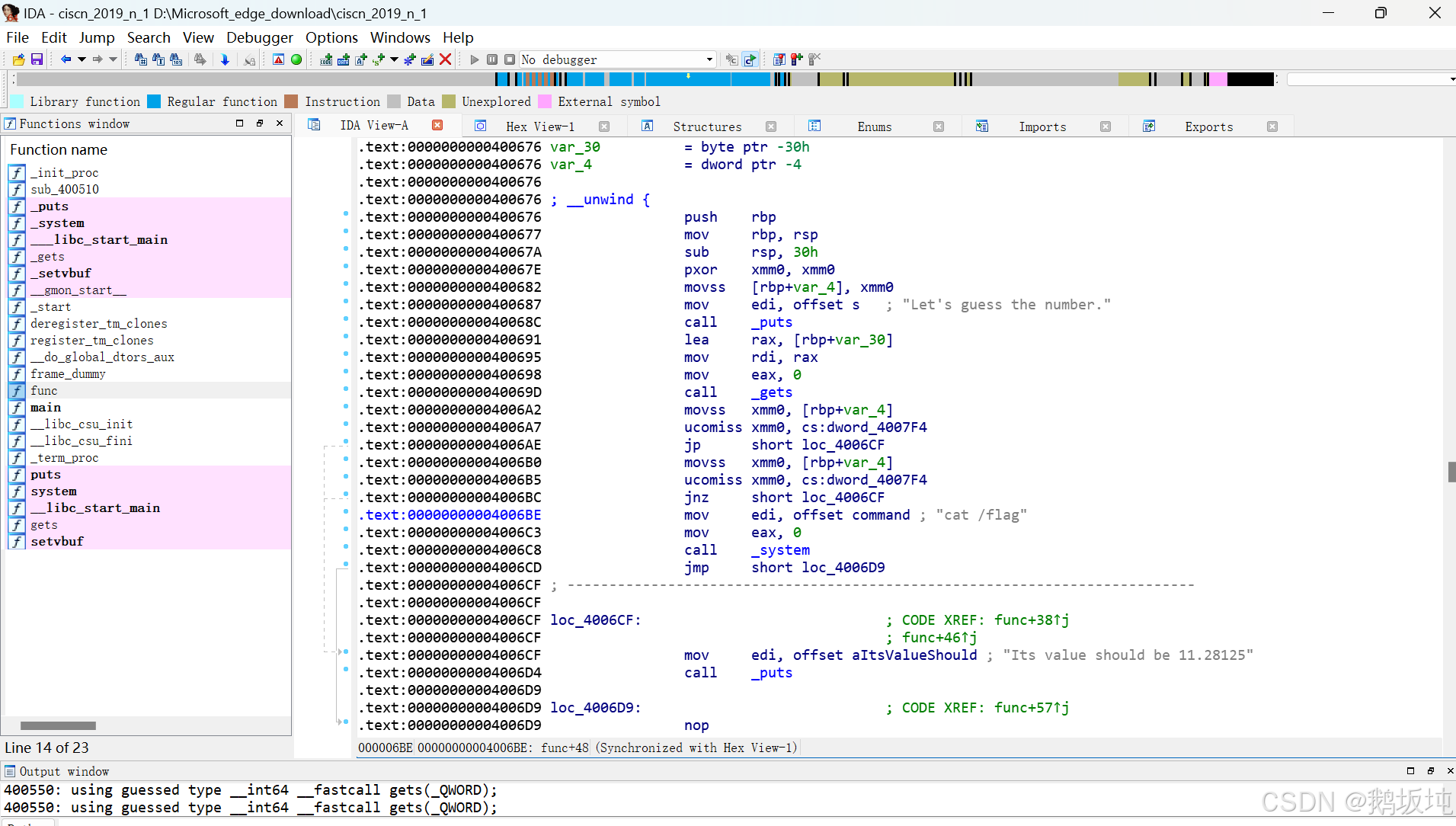 BUUCTF-PWN题详解（warmup_csaw_2016&ciscn_2019_n_1）_buuctf warmup-CSDN博客