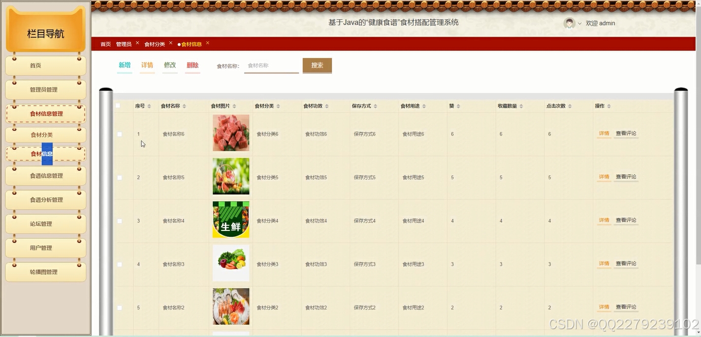 057基于java Ssm基于java的健康食谱食材搭配管理系统食谱分析(源码文档运行视频讲解视频) Csdn博客