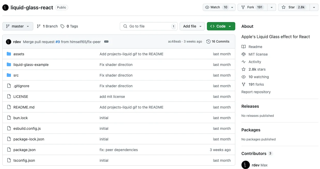 GitHub 2.8k star 开源既封神，“Liquid‑Glass‑React”，让你前端界面瞬间拥有苹果级液态玻璃效果！_liquid-glass-react-CSDN博客