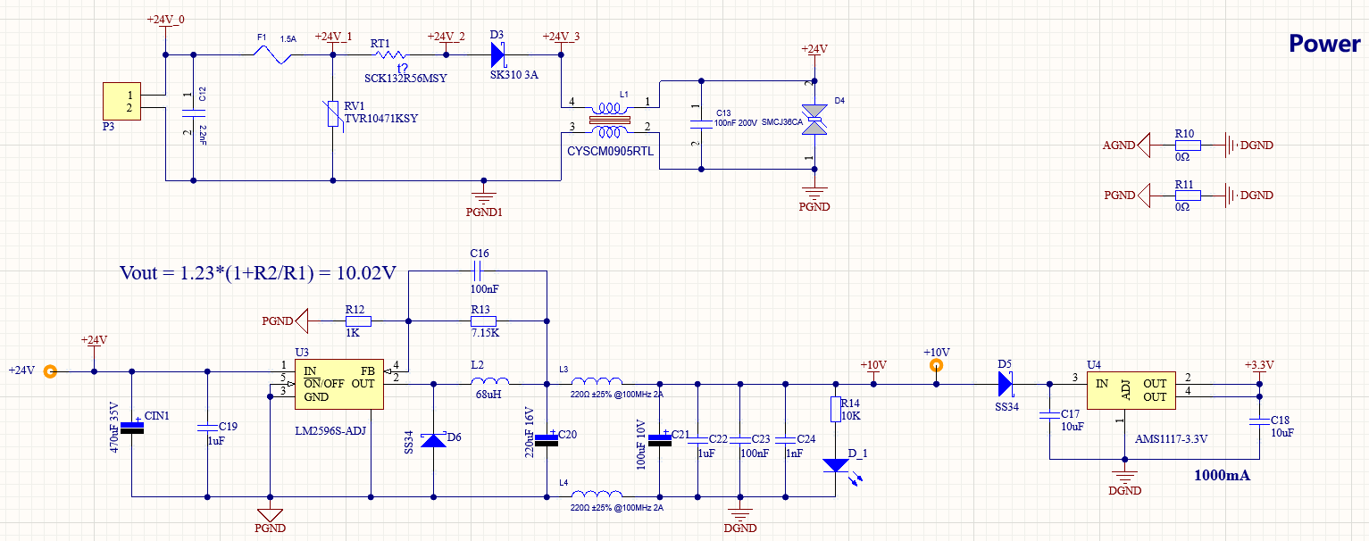 24V 转 10V, 10V 转 3.3V 的电源电路_24v转10v电路-CSDN博客