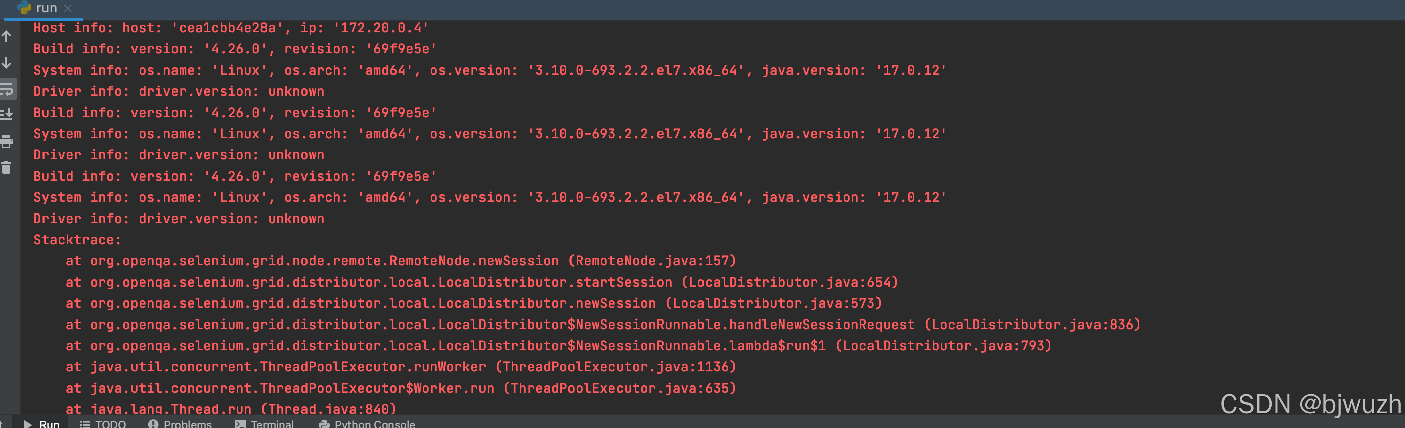 docker selenium/node-chrome 报错：Message: Could not start a new session_could not start a new ...