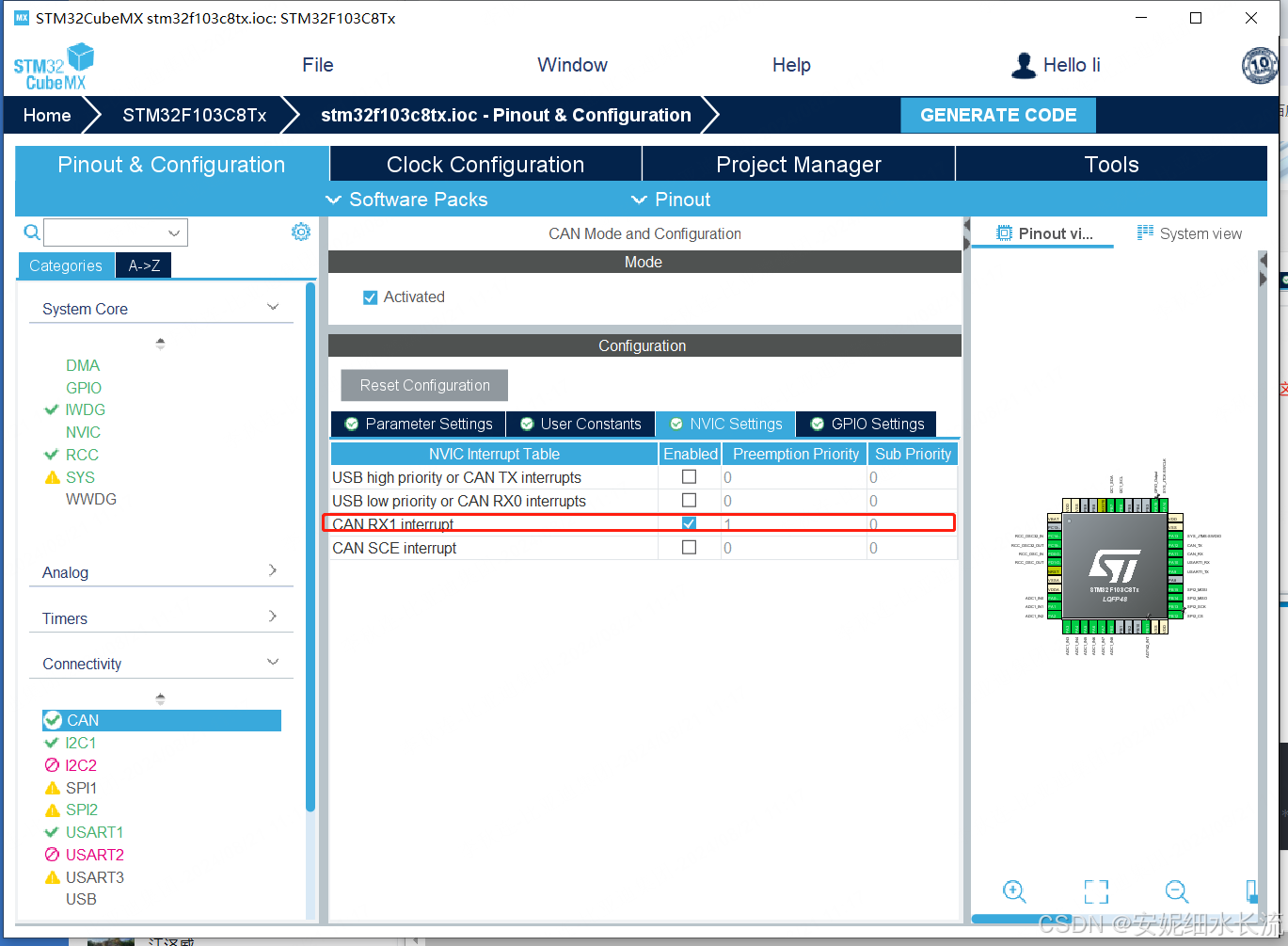 STM32CubeMX工程配置——STM32F103C8T6 CAN通信_cubemx stm32f103 can-CSDN博客