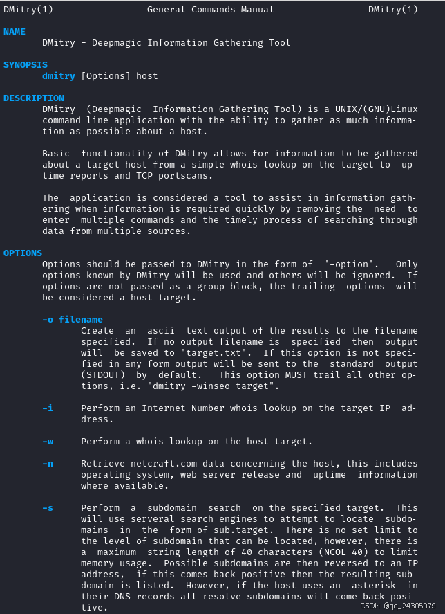 Dmitry：黑客最爱的全能信息收集神器！ 全参数详解教程！Kali Linux&Termux入门教程_dmitry工具-CSDN博客