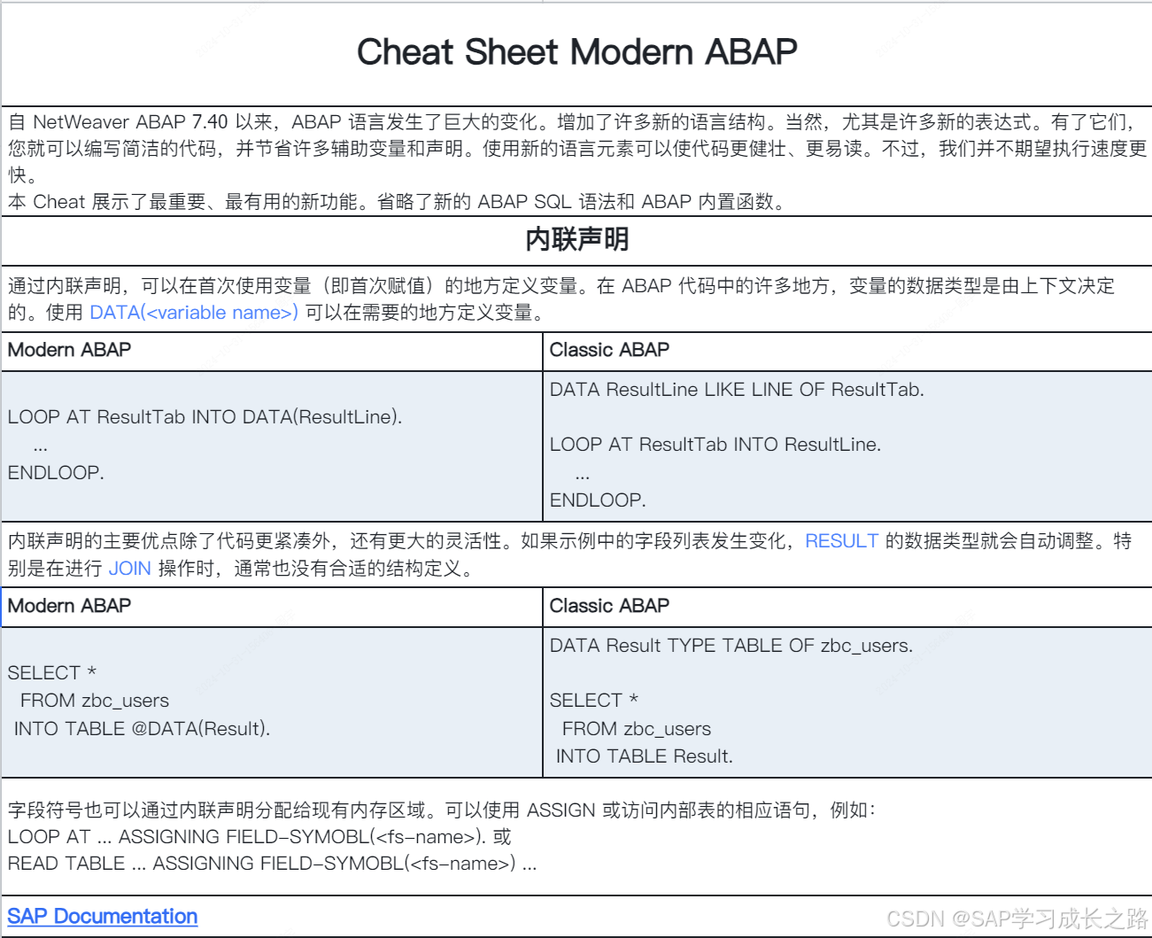 Abap 740 新语法整洁之道:cheat Sheet Modern Abap Csdn博客