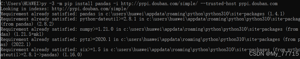 解决安装pandas出现ERROR: Could not find a version that satisfies the requirement pandas (from versions ...